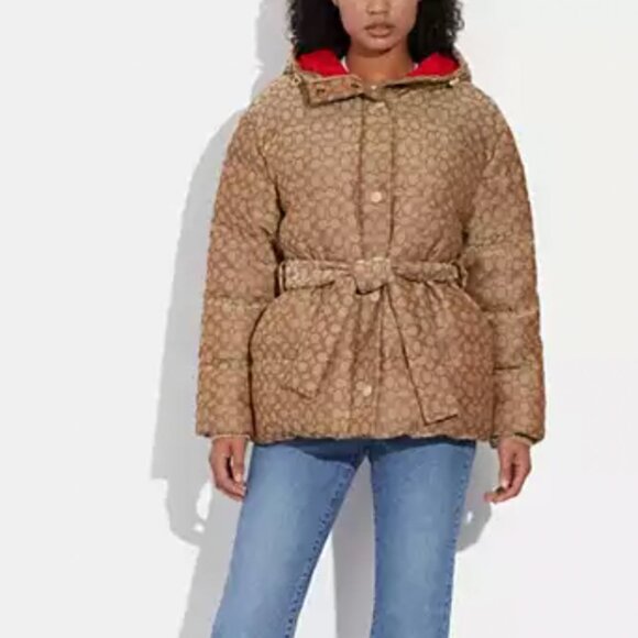 Coach | Jackets & Coats | Coach Signature Jacquard Down Pillow Jacket ...